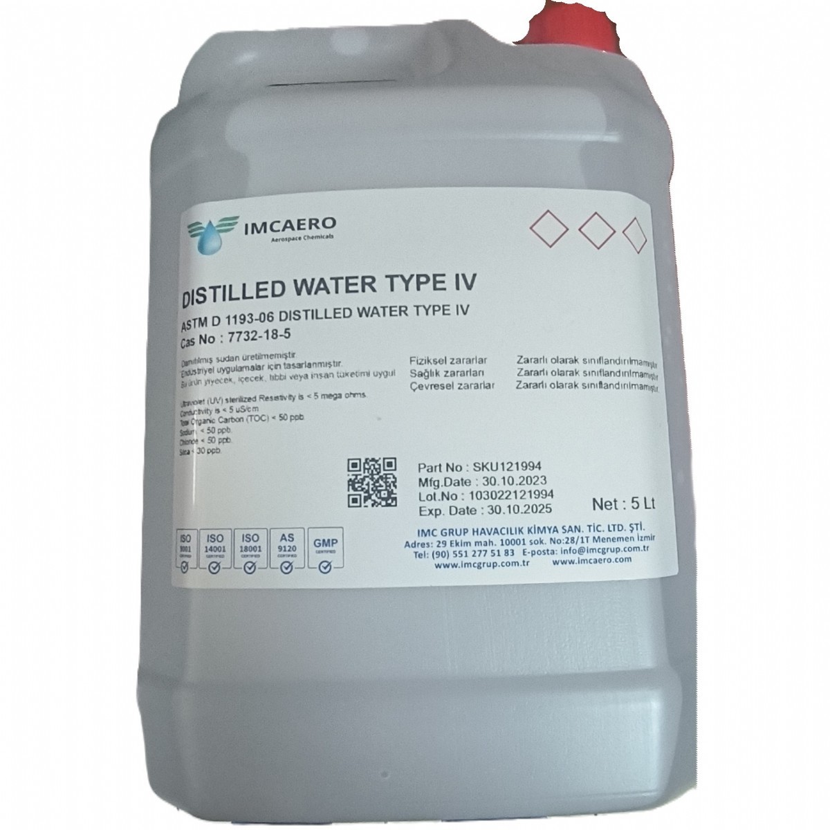 DISTILE SU SAF SU ASTM D1193 DISTILLED WATER TYPE IV | Ã ZEL Ã RÃ NLER | KÄ°MYASALLAR | imcaerocom